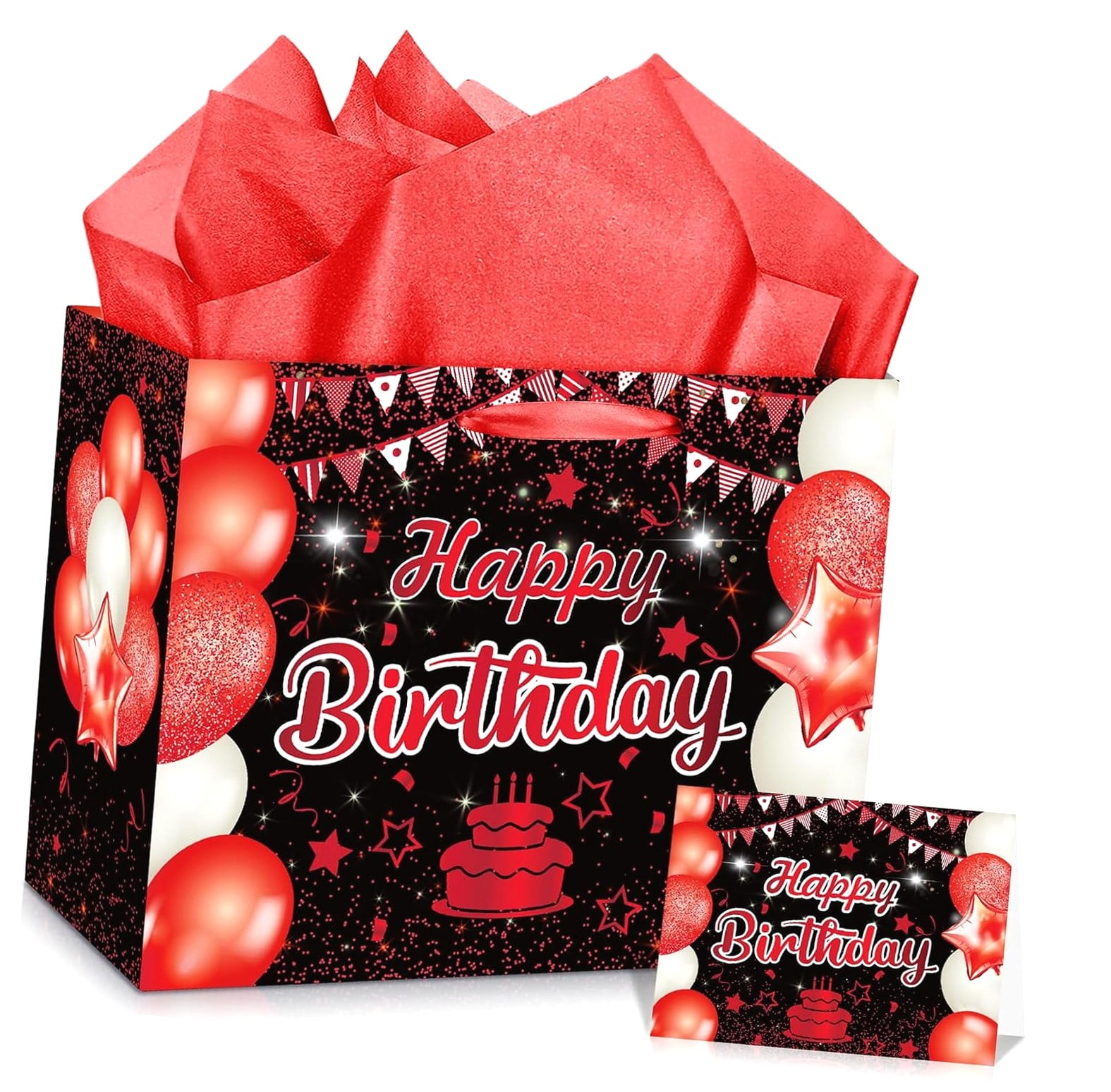 Fuliko Happy Birthday Bag with Tissue Paper Set, Large Birthday Bag and ...