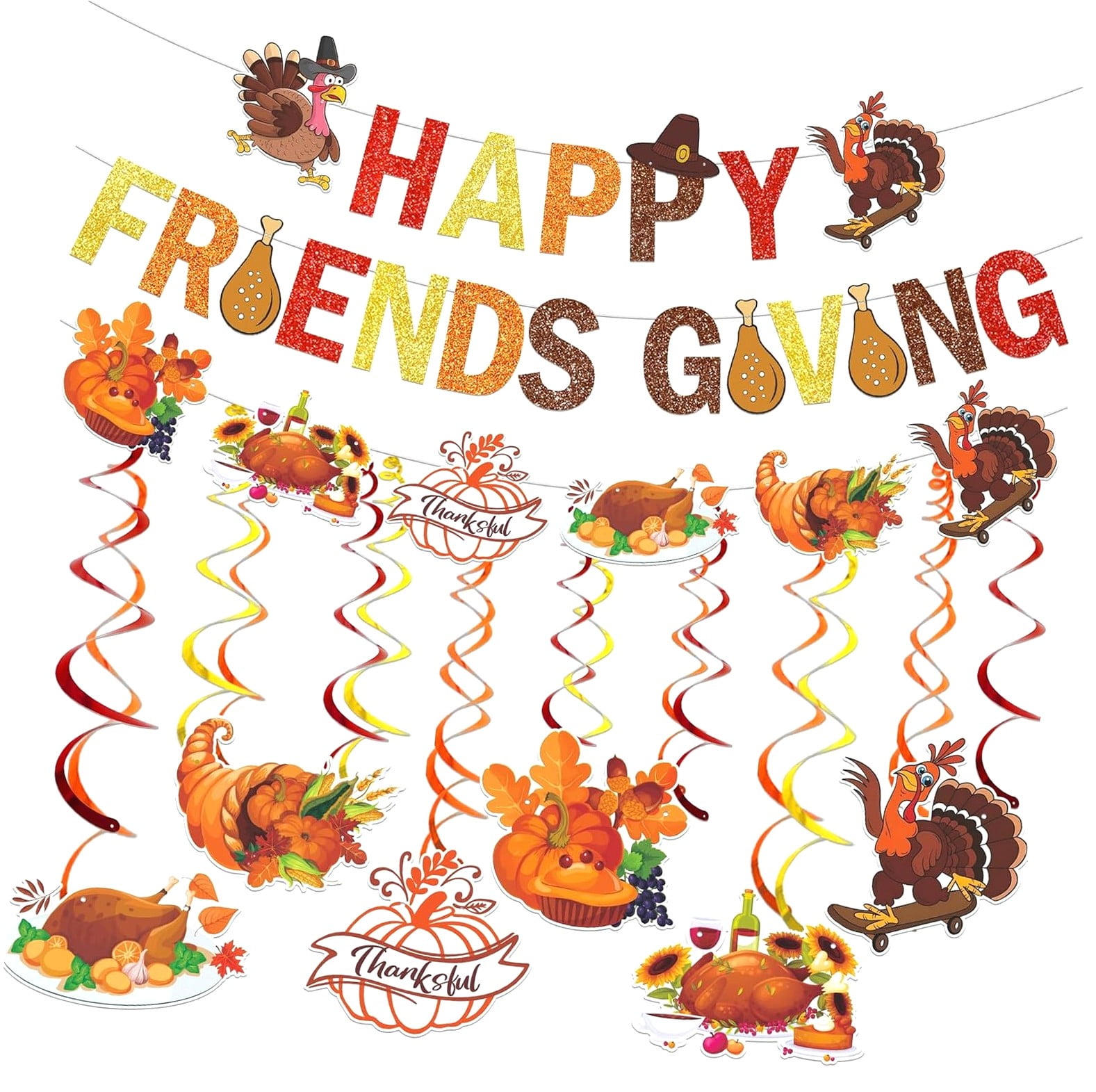 Fuliko Happy Friendsgiving Banner Thank You Banner for Friendsgiving ...