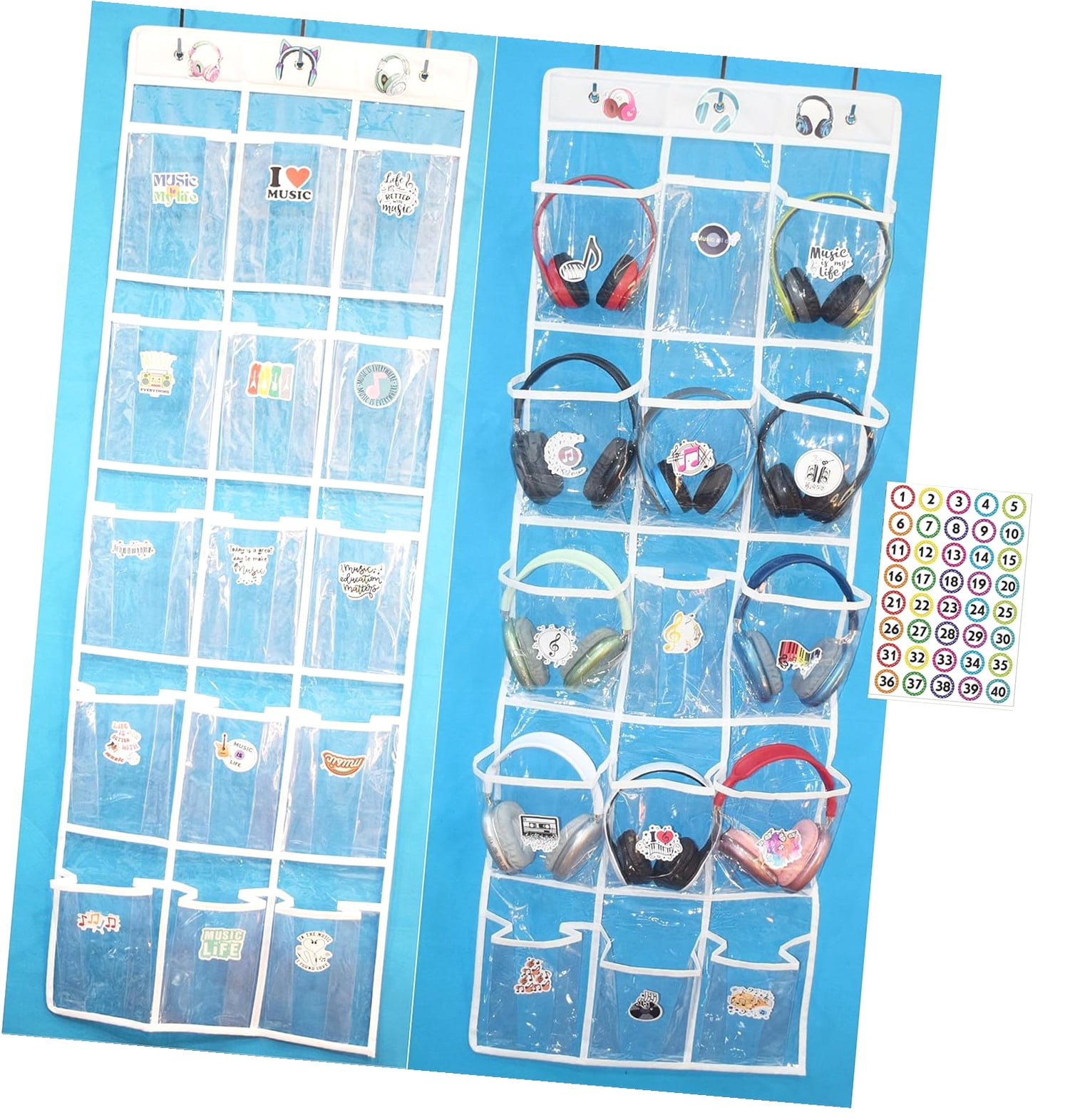 Fuliko Headphone Storage for Classrooms, Over-The-Door Hanging ...