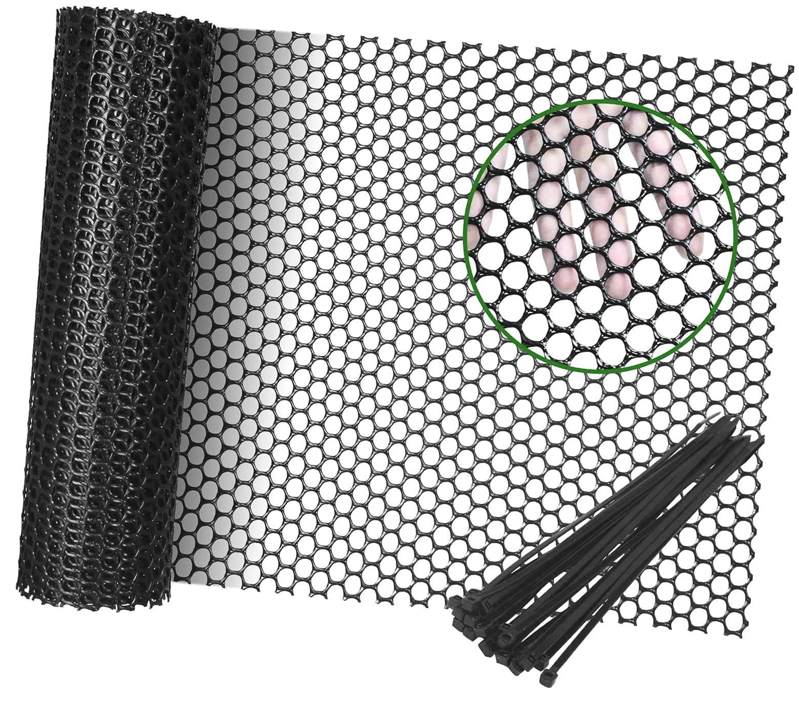 Fuliko Heavy-Duty Plastic Chicken Wire Mesh, 16in x 10ft, Includes 20 ...