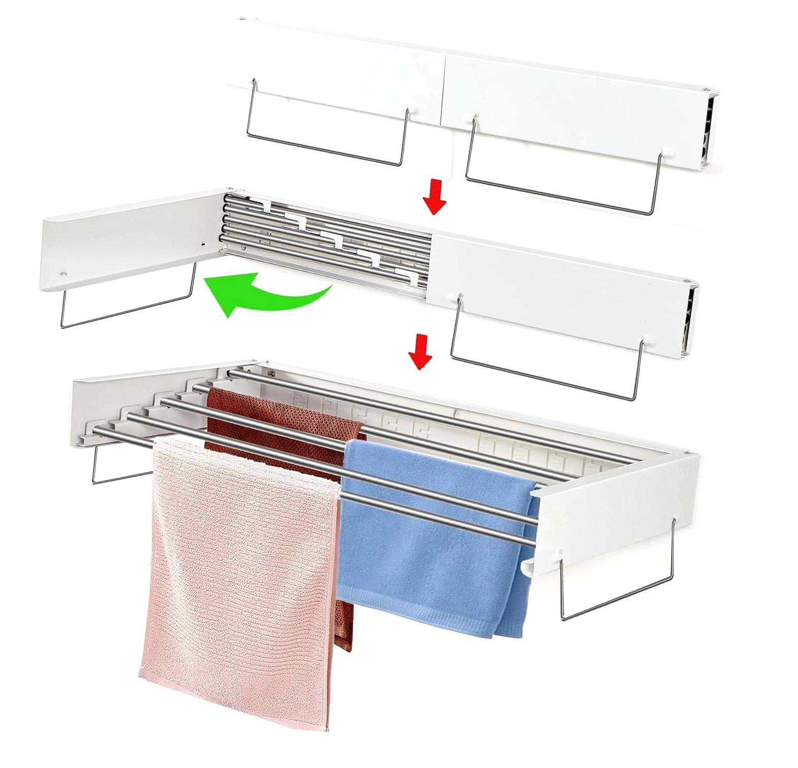Fuliko Heshecein Wall Mounted Collapsible Clothes Drying Rack 5 Steel ...