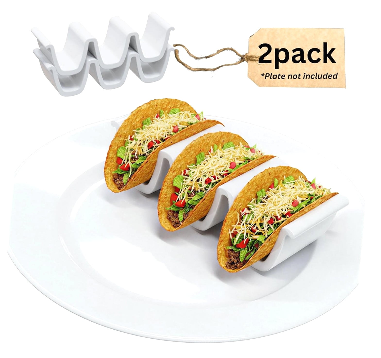 Fuliko HolaTasty Taco Holder Ceramic, Taco Stands For 3 Tacos Taco Rack ...