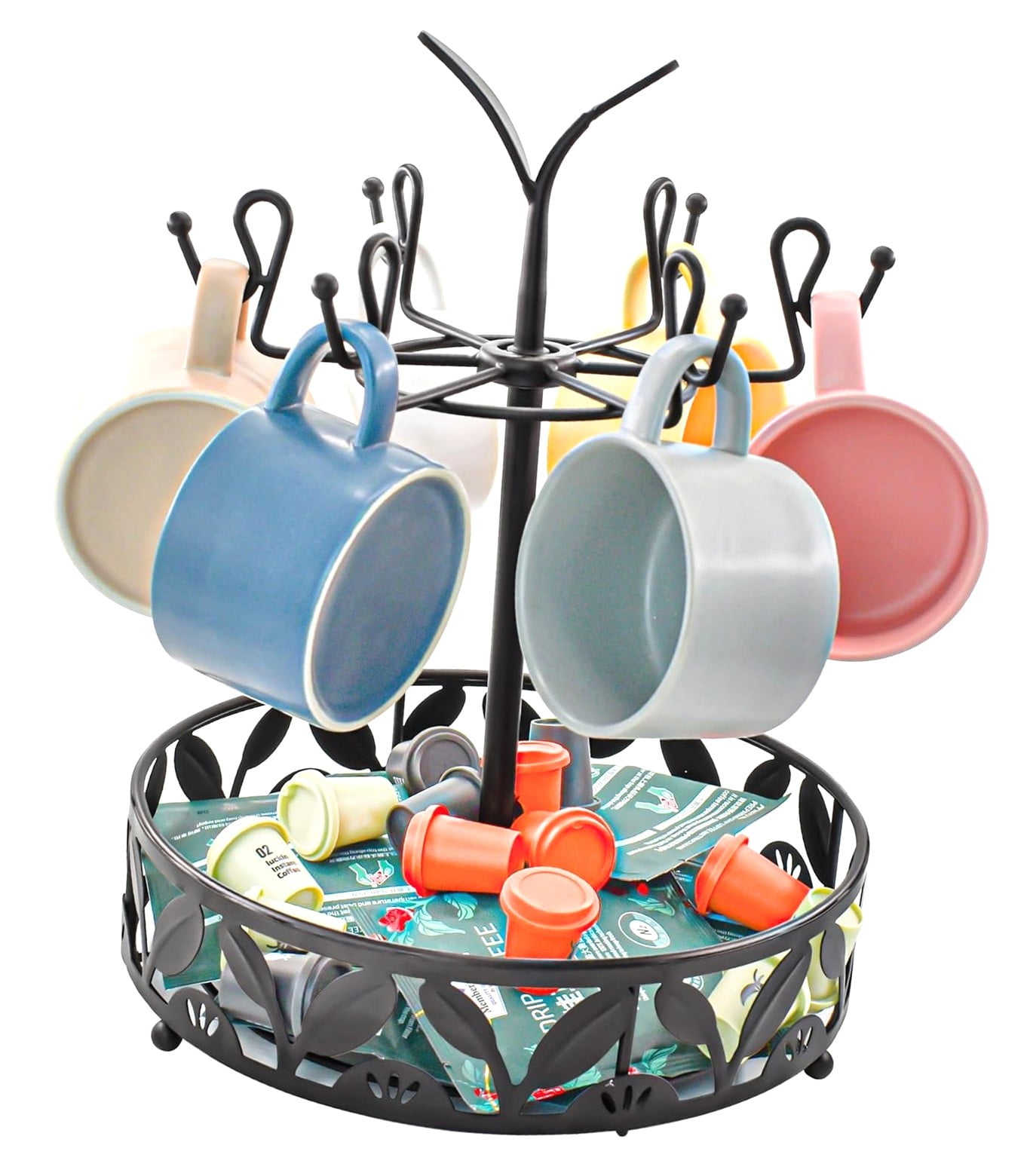 Fuliko Holder Stand 6 Rotating Mug Rack Countertop with Coffee Pod ...