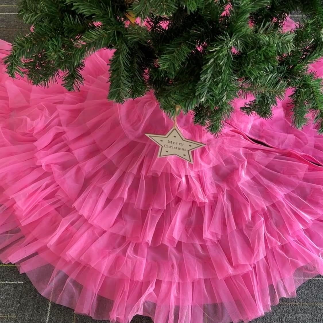 Fuliko Hot Ruffle Christmas Tree Skirt for Artificial Trees, 48 inches ...