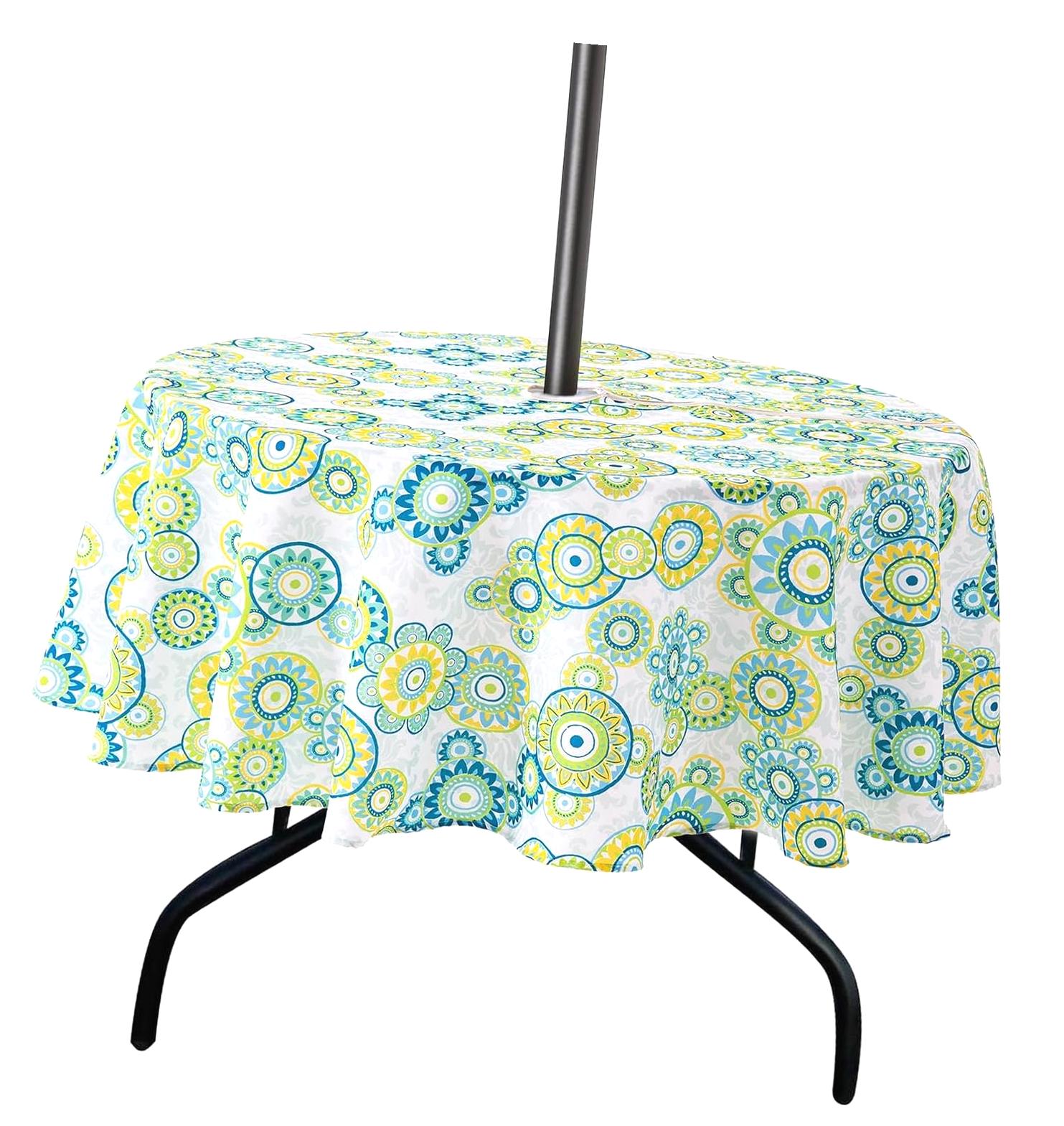 Fuliko Indoor 60" 5ft Round Tablecloth Featuring Umbrella Hole and ...
