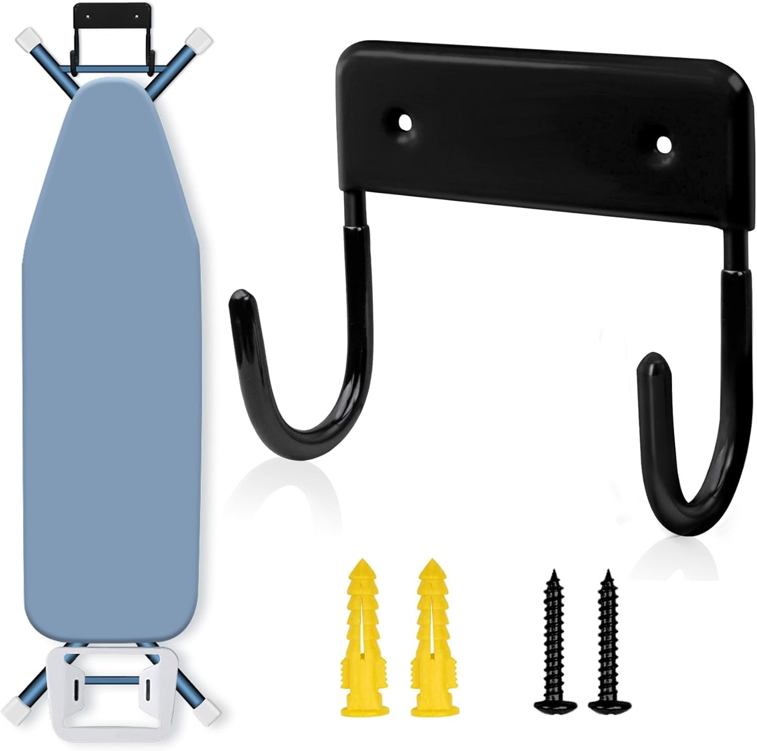 Fuliko Ironing Hanger Wall Mount, Ironing Holder Iron Organizer Wall ...