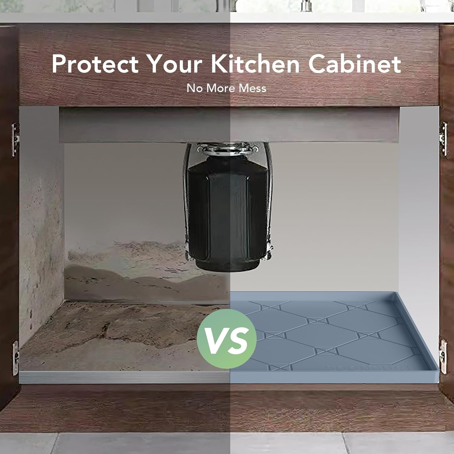 Fuliko Kitchen Sink Mat, 31"x22" Flexible Drip Tray for Under Sink Protection in Kitchen and ...