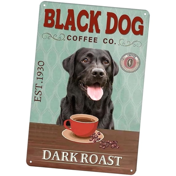 Fuliko Lab Coffee Co. Dark Roast Sign Labrador Retriever Metal Wall ...
