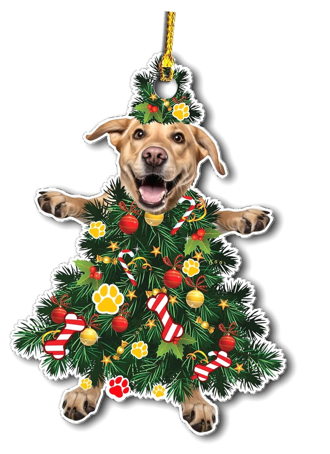 Fuliko Labrador Retriever Dressed as Christmas Tree and Festive Acrylic ...