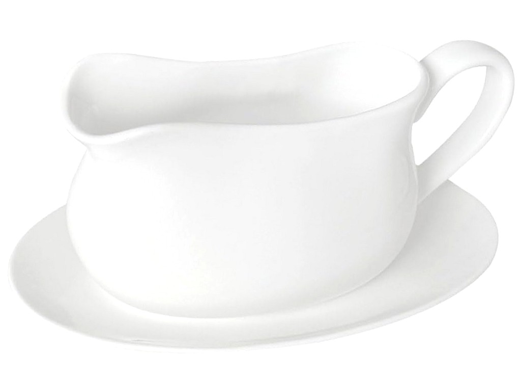 Fuliko Large 17 Oz Gravy and Tray White Fine Porcelain Saucier With Big ...