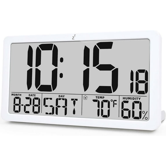 Fuliko Large Display Wall Clock, with Temperature Humidity, Auto DST ...