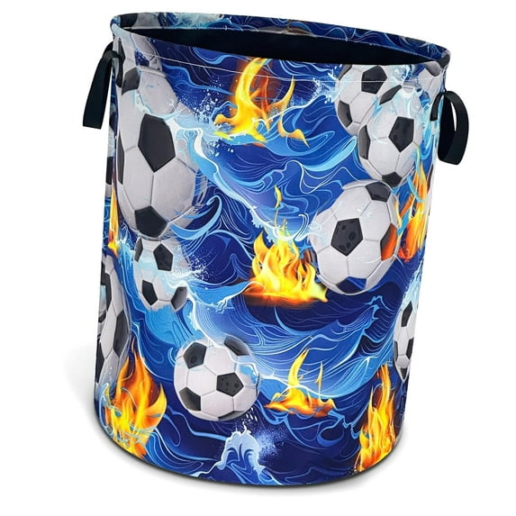 Fuliko Laundry Basket Cloth Ocean Waves Flames Laundry Hamper With ...