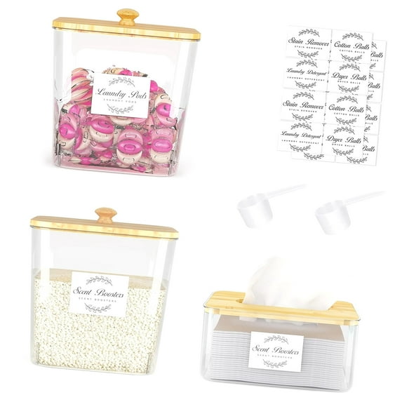 Fuliko Laundry Room Organization and Storage, Laundry Pods Container and Dryer Sheet Holder with ...