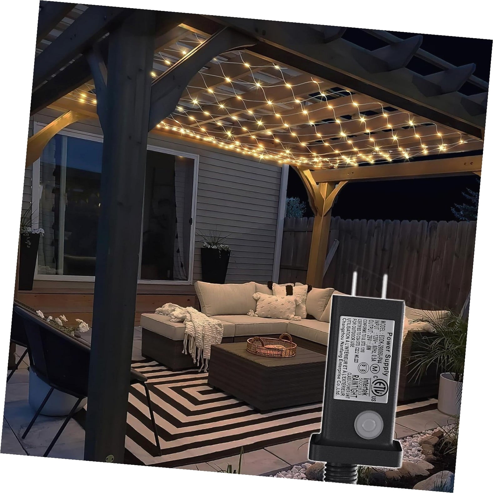 Fuliko Lights Chandelier 360L Gazebo Net Lights with 8 Lighting Modes, 12x12 FT Chandelier for ...