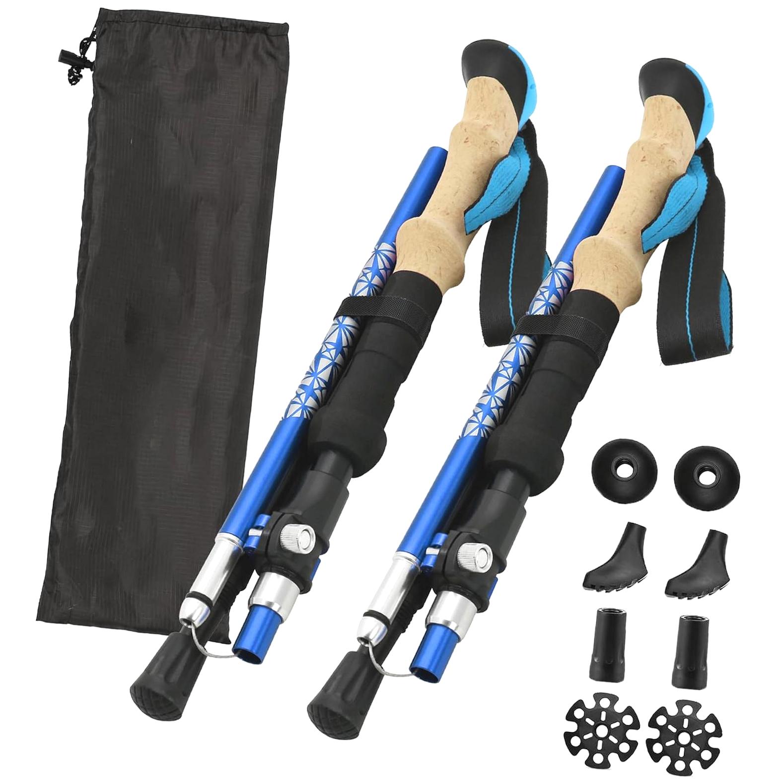 Fuliko Lightweight Foldable Hiking Poles, Aluminum Walking Sticks Set ...