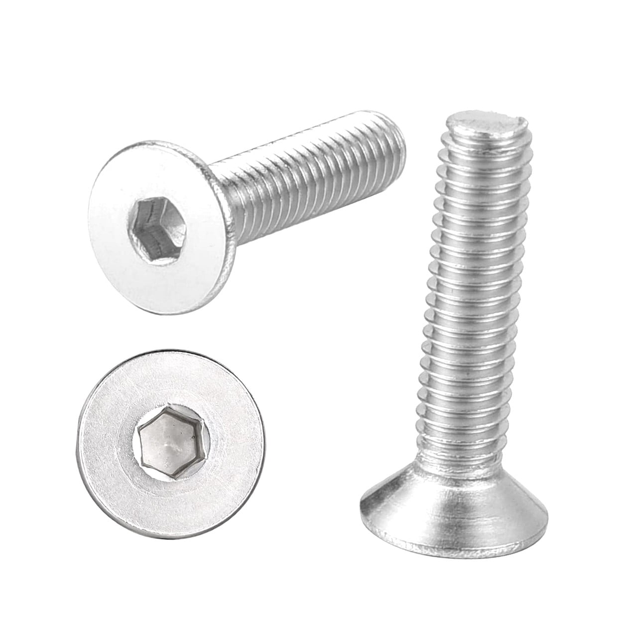 Fuliko M10-1.5 25mm Countersunk Bolts Hex Drive Cap Screws, 304 Steel ...