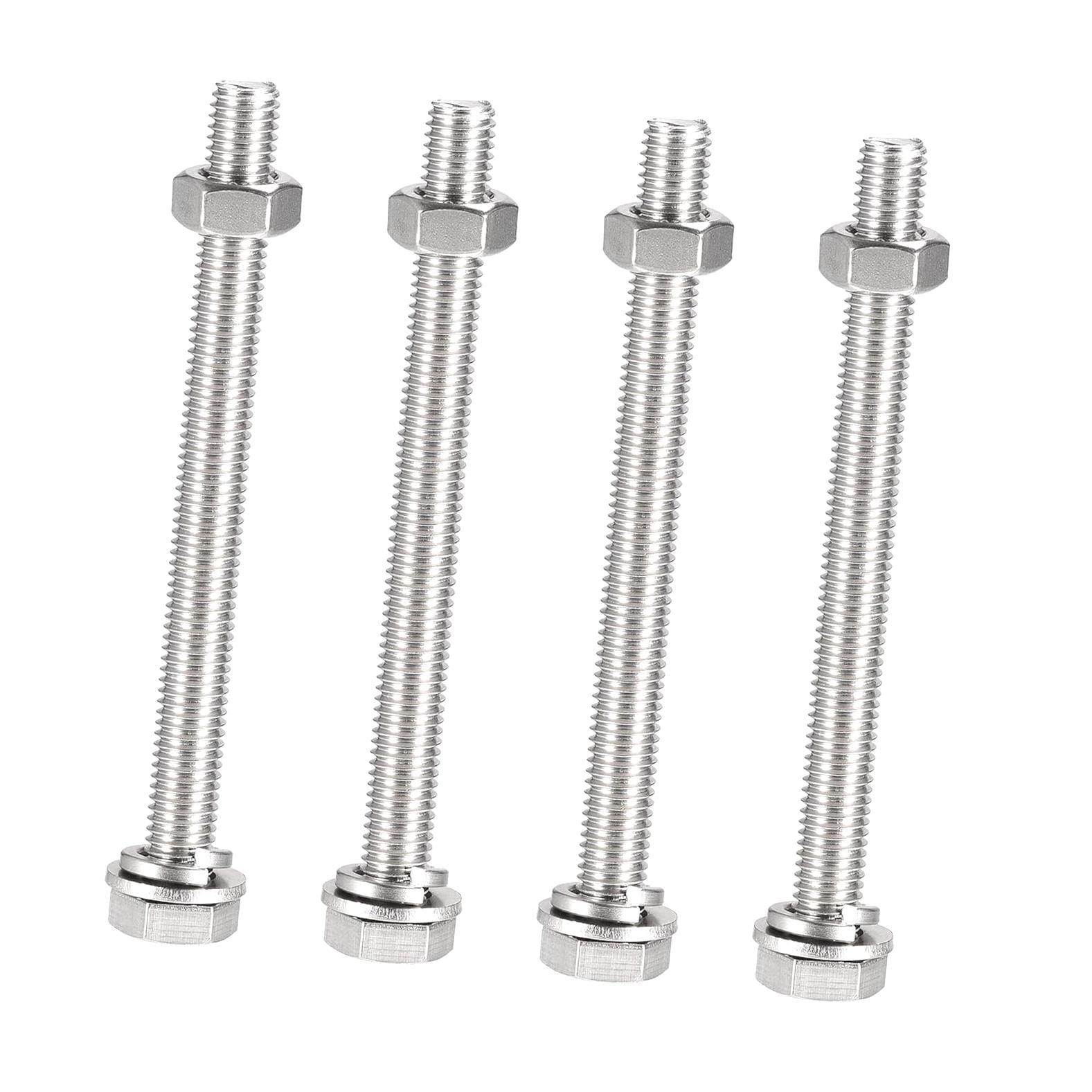 Fuliko M10 x 120mm Hex Screws Bolts, Nuts, Flat & Lock Washers Kits ...