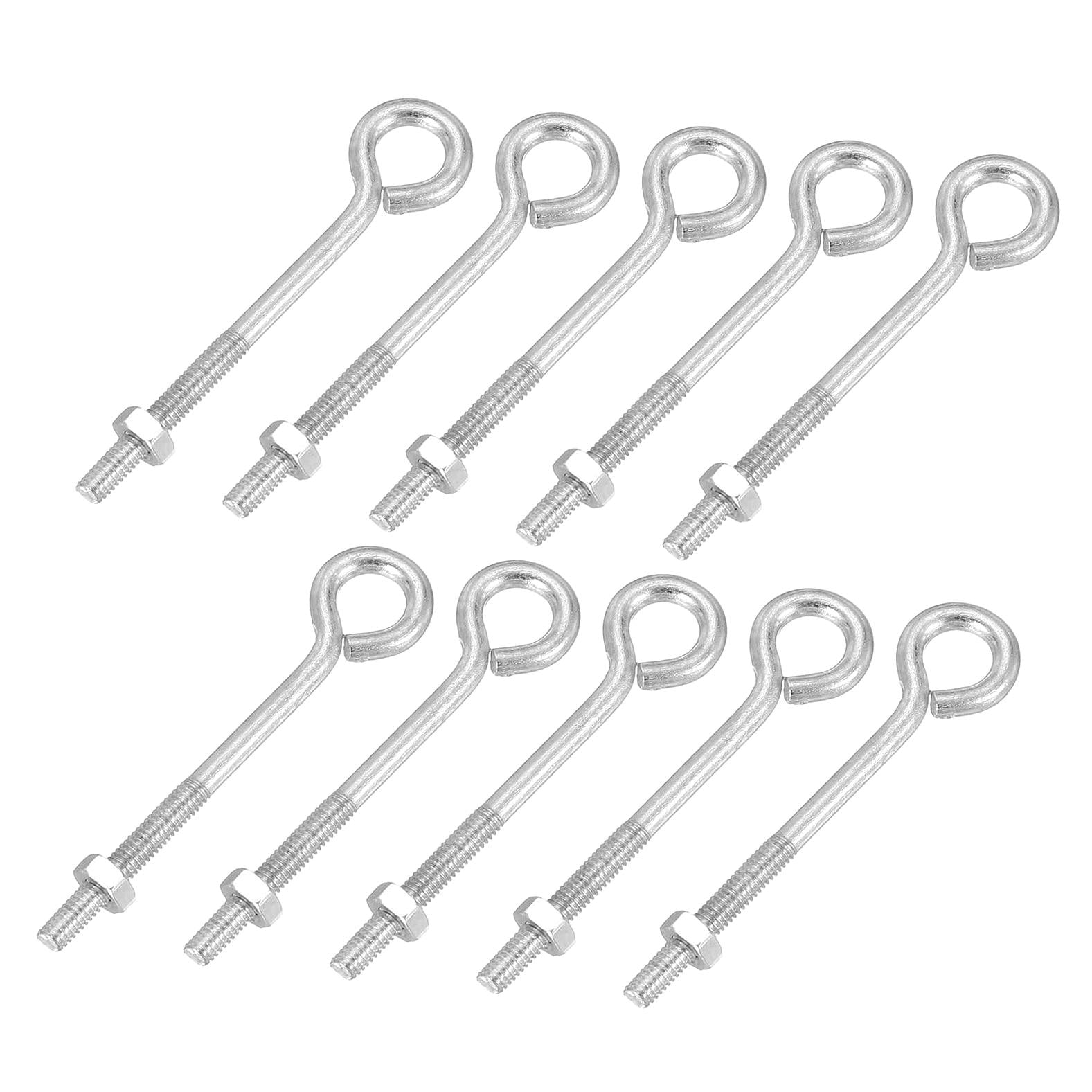 Fuliko M4x50mm Eye Bolts, Set of 10 Carbon Steel Threaded Eyebolt Eye ...