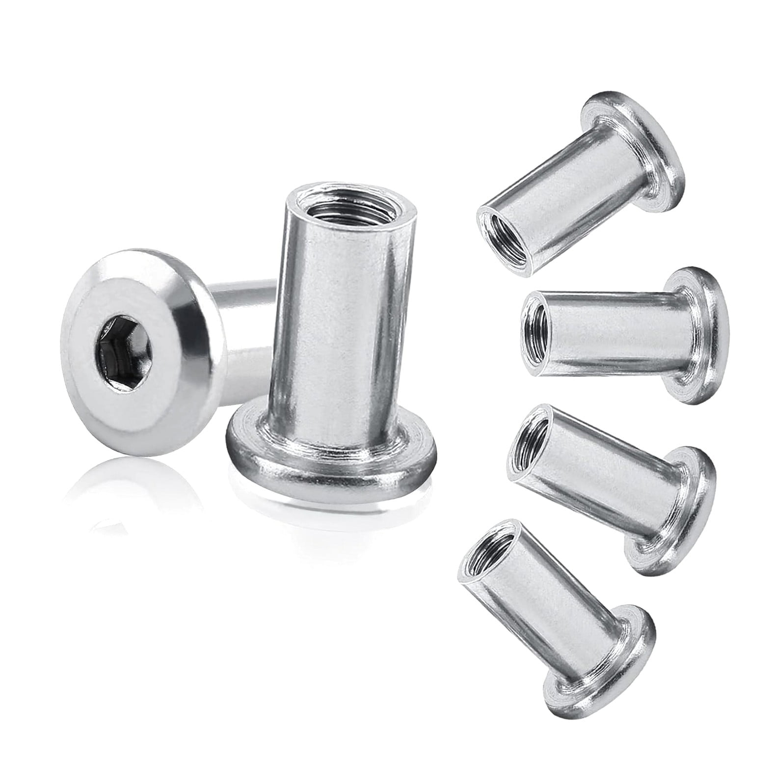 Fuliko M6 15mm Hex Insert Nuts Screw Post Nickel Plated Iron Insert Nut ...