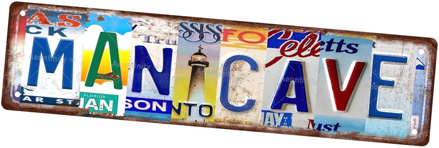 Fuliko MAN CAVE Metal Street Sign Cafe Garage Cave Room Wall Bathroom ...