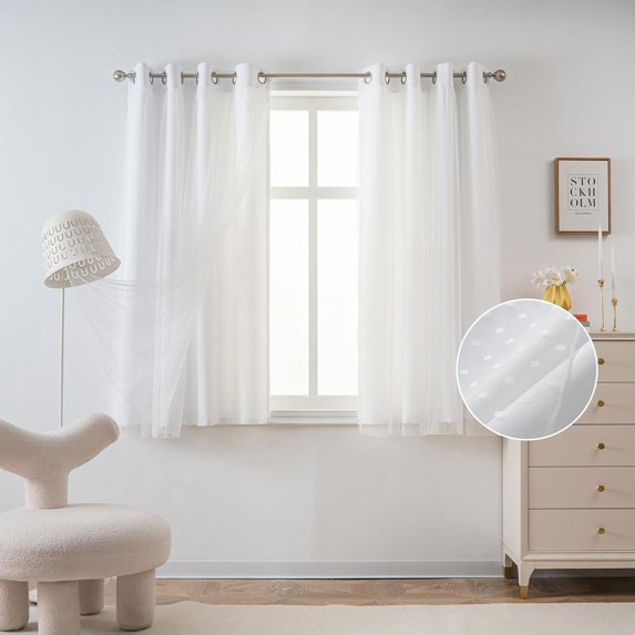 Fuliko MYSKY White Curtains for Girls Bedroom Nursery Short Curtains ...