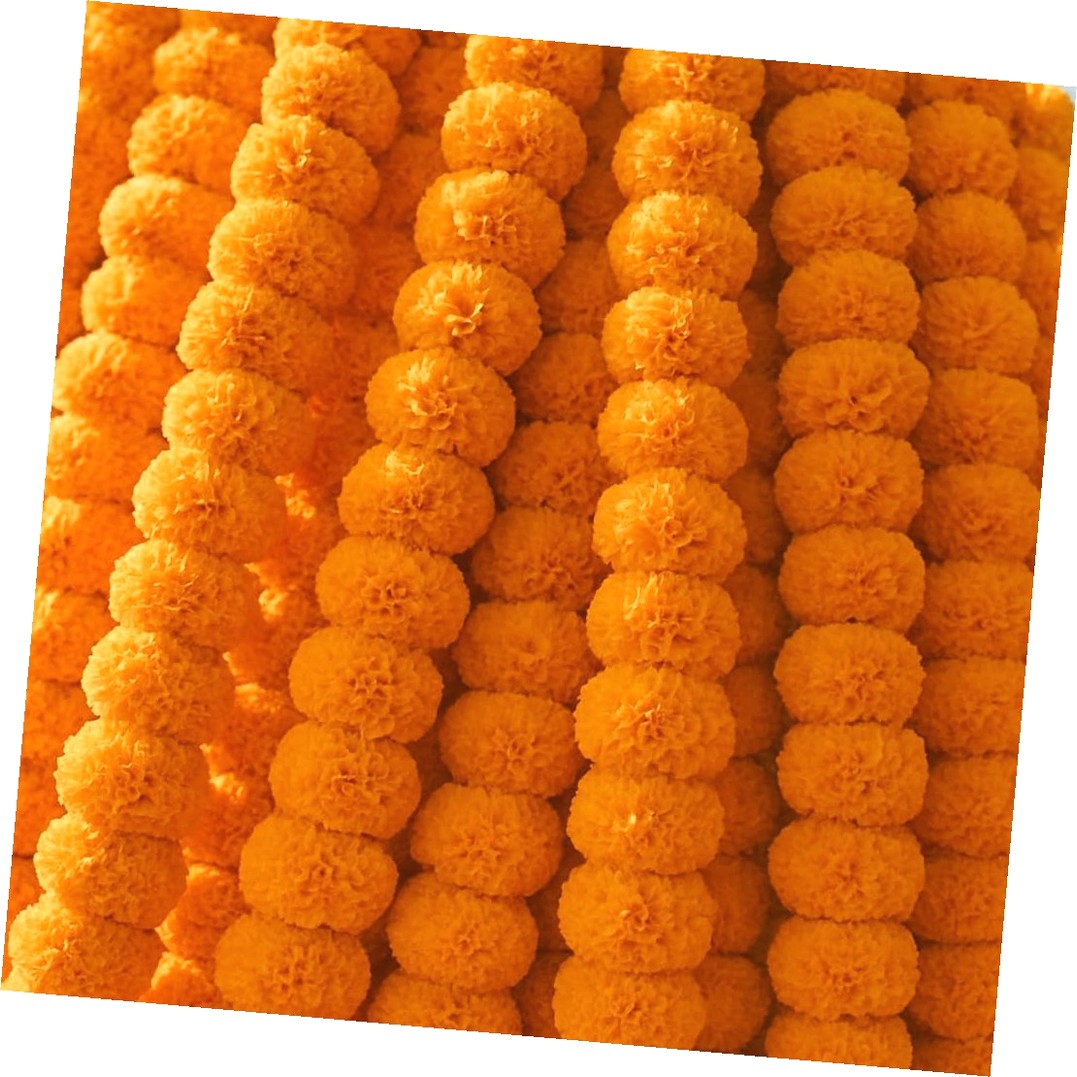 Fuliko Marigold Garlands for Decorations Wedding, Festival, Pack of 10 ...