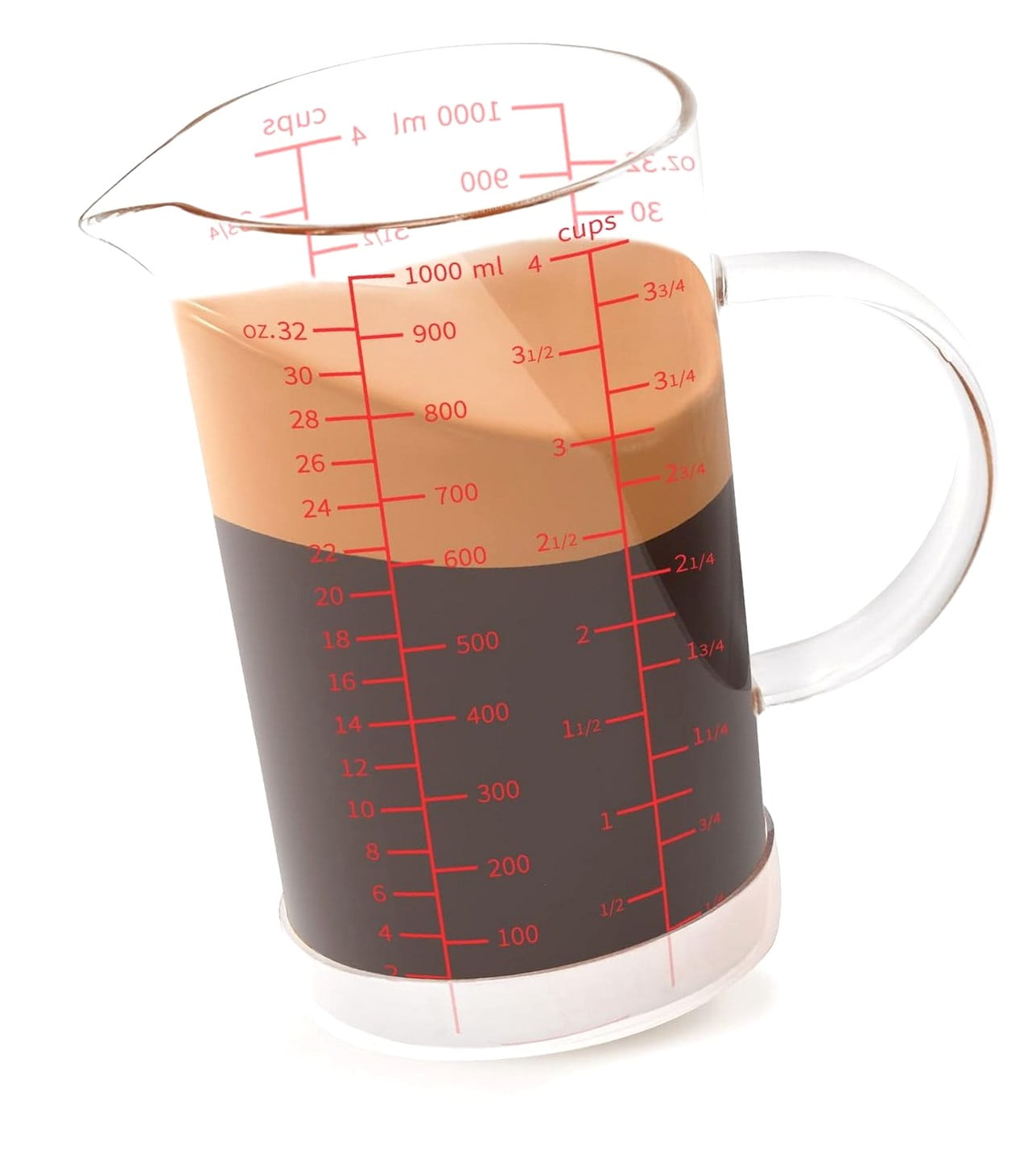 Fuliko Measuring Cup with Handle, 1000 (1 Liter, 4 Cup) Double-Sided ...