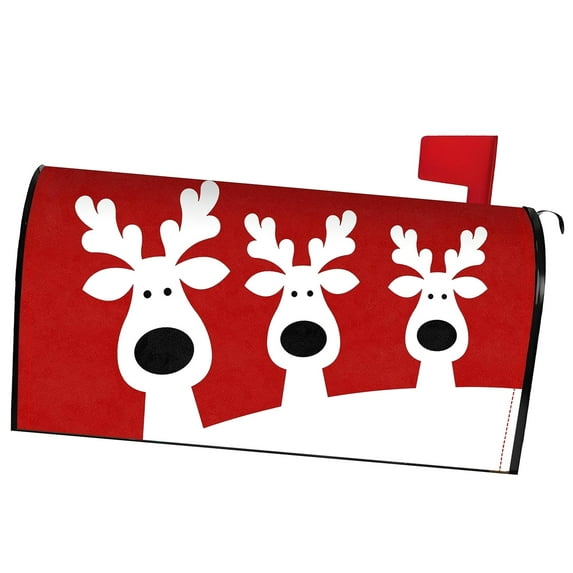 Fuliko Merry Christmas Mailbox Cover .5x21 Inch, Red Christmas Reindeer ...