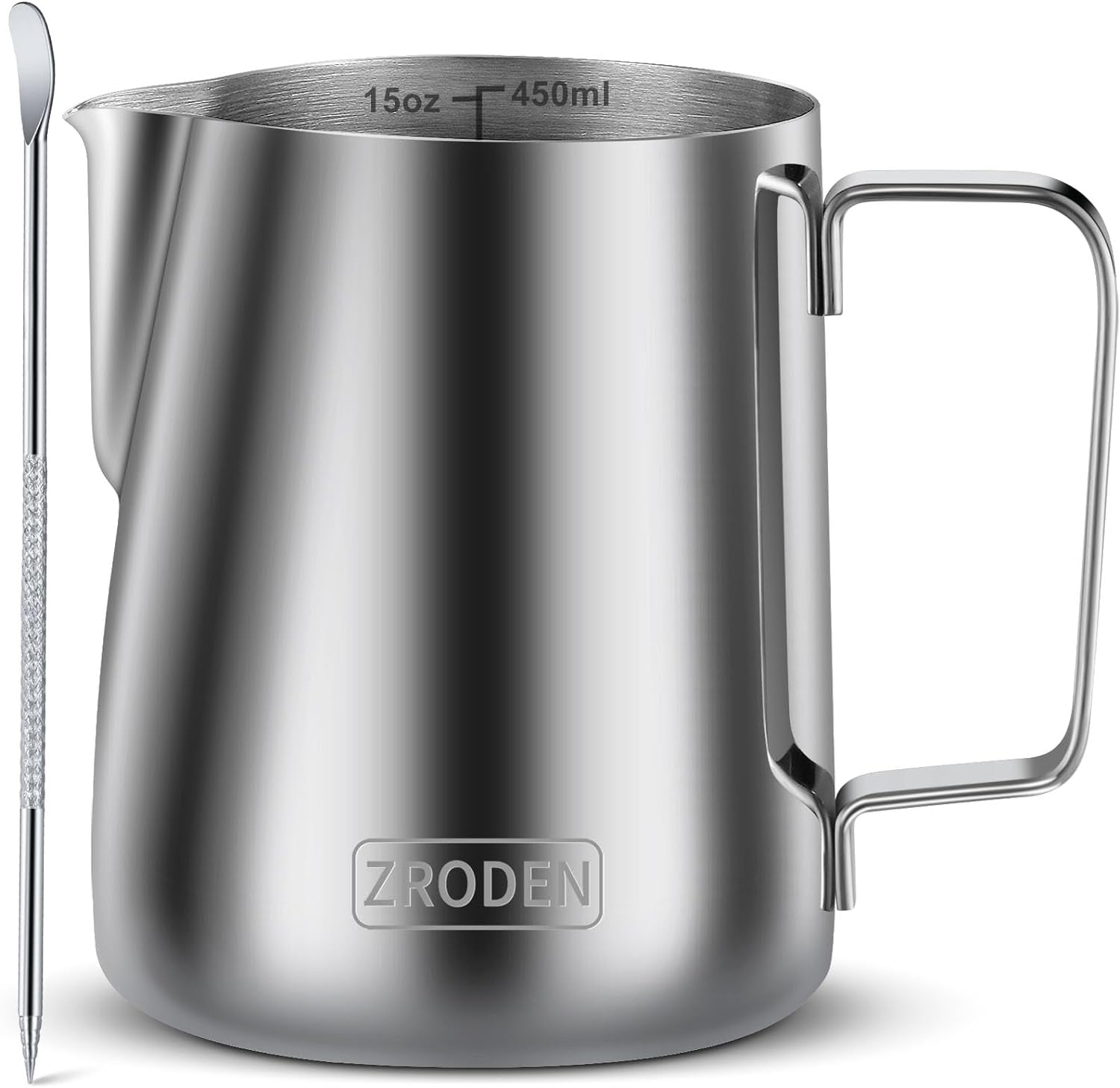 Fuliko Milk Frothing Pitcher, 15oz 450ml Steaming Pitchers Steel Cappuccino Coffee Machine ...