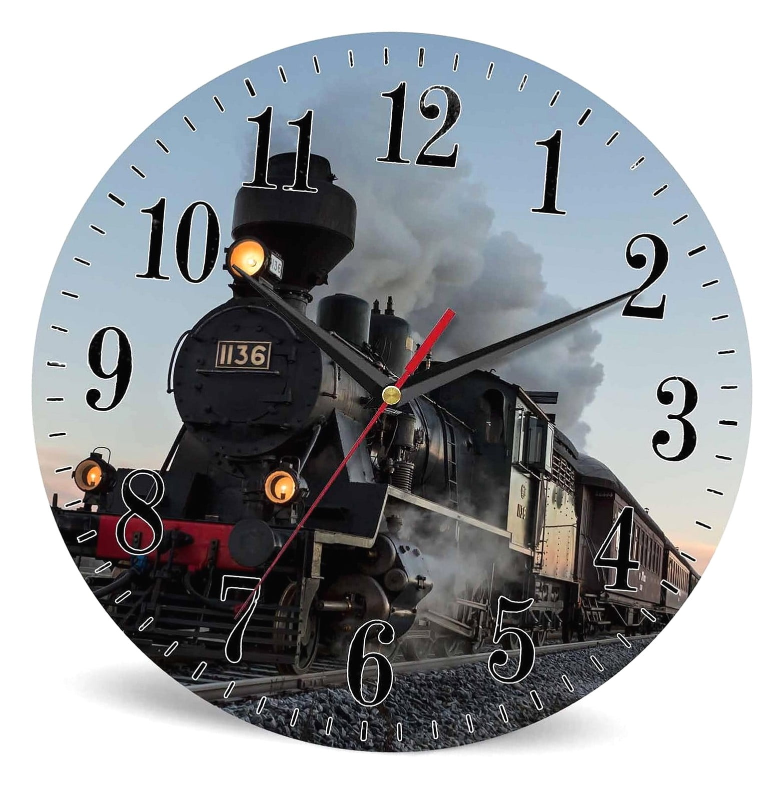 Fuliko Morning Train Wall Clock Old Train Smoke Railroad Sunrise 10 ...