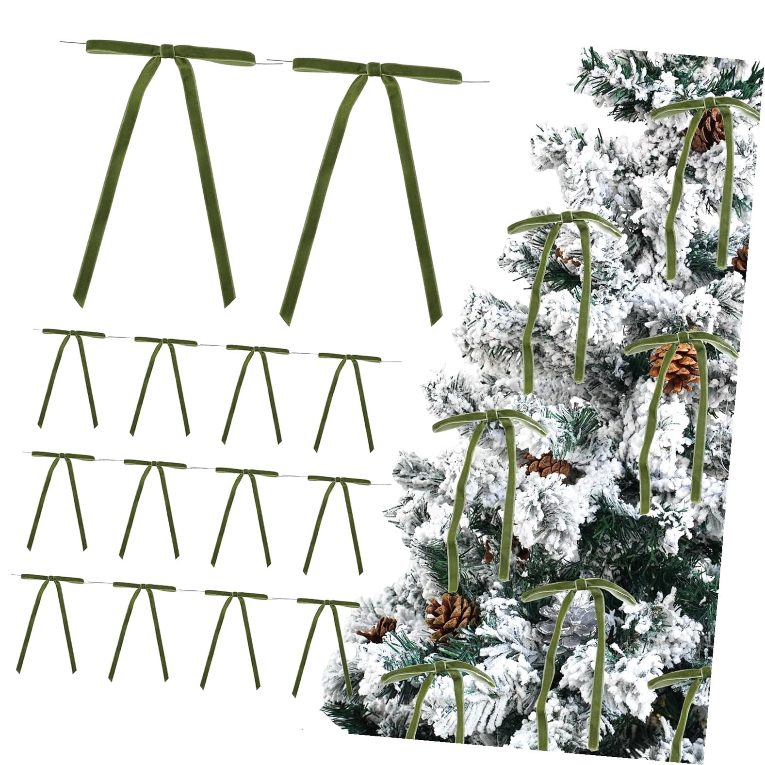 Fuliko Moss Velvet Bows 4.5" 7" Velvet Bows for Christmas Tree Bows for ...