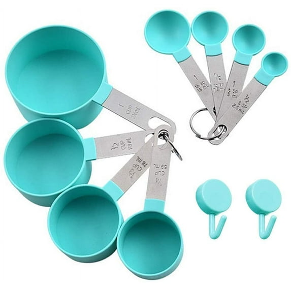 Fuliko NEW Measuring Cups and Spoons Set of 8pcs, Steel Handle, Colored ...