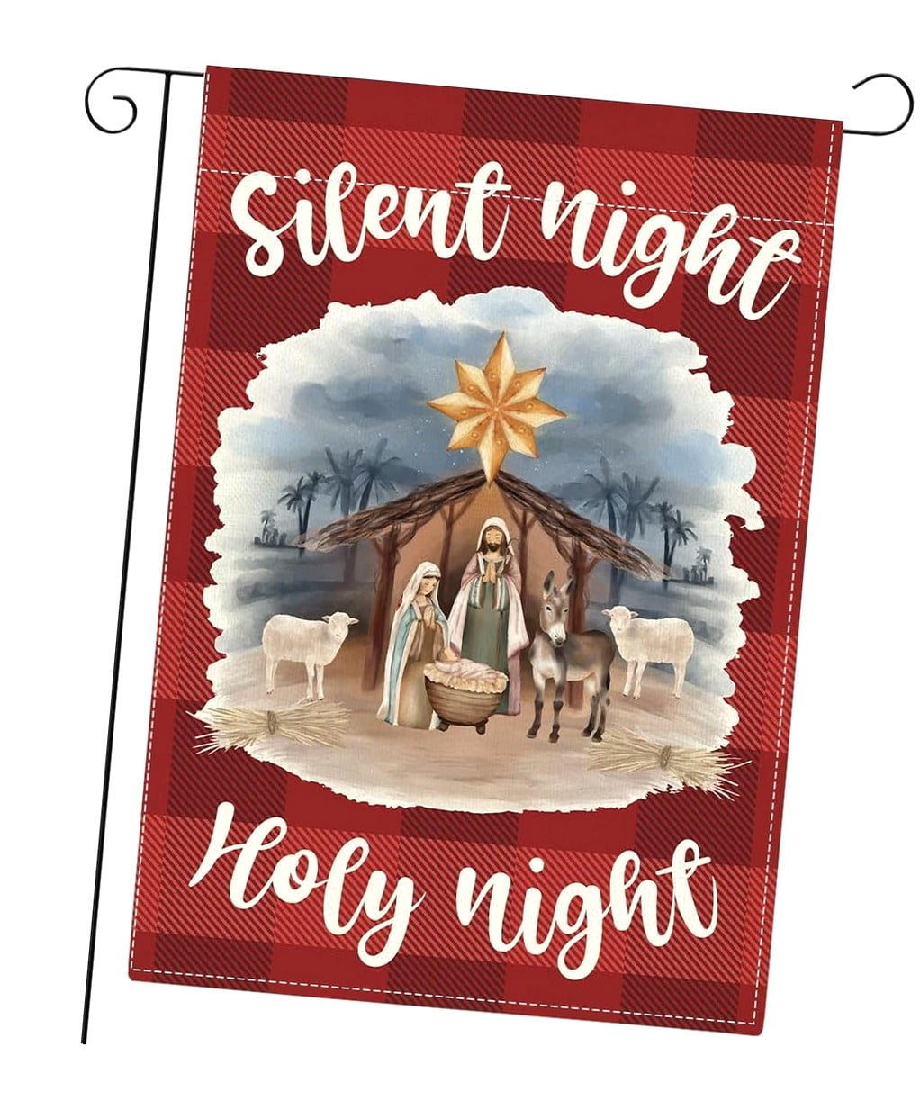 Fuliko Nativity Silent Holy Night Christmas Sign for Outside 12x18 Inch ...