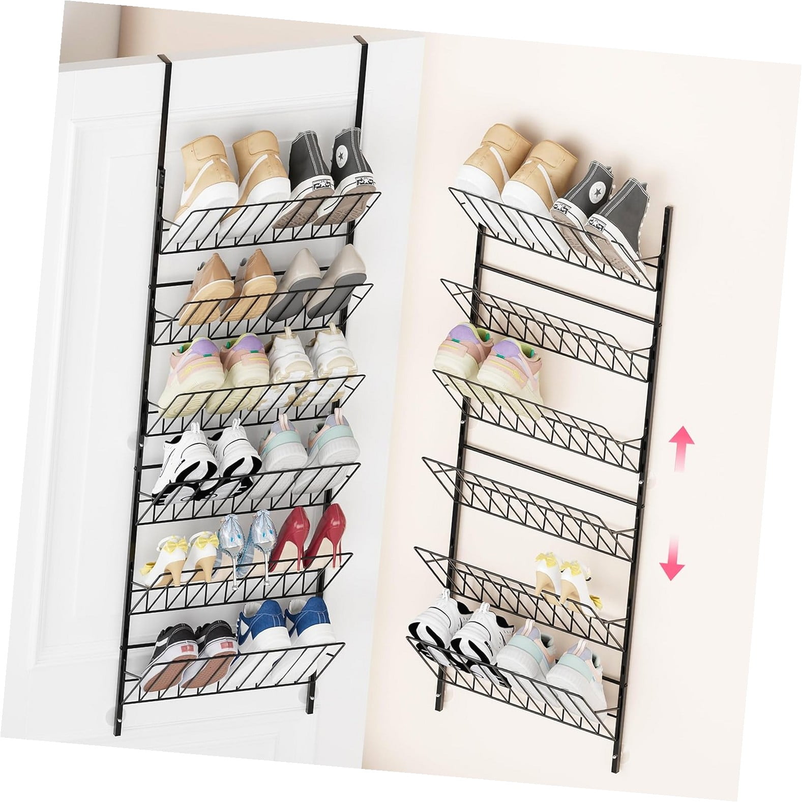 Fuliko Over the Door Shoe Organizer 6 Tier Hanging Shoe Rack Organizer ...