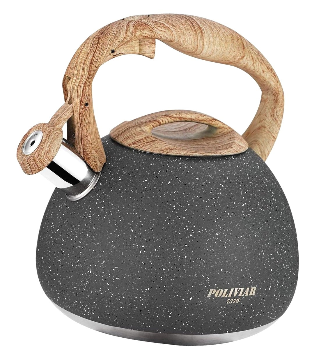 Fuliko POLIVIAR Tea Kettle, 2.7 Quart Stone with Wood Pattern Handle ...