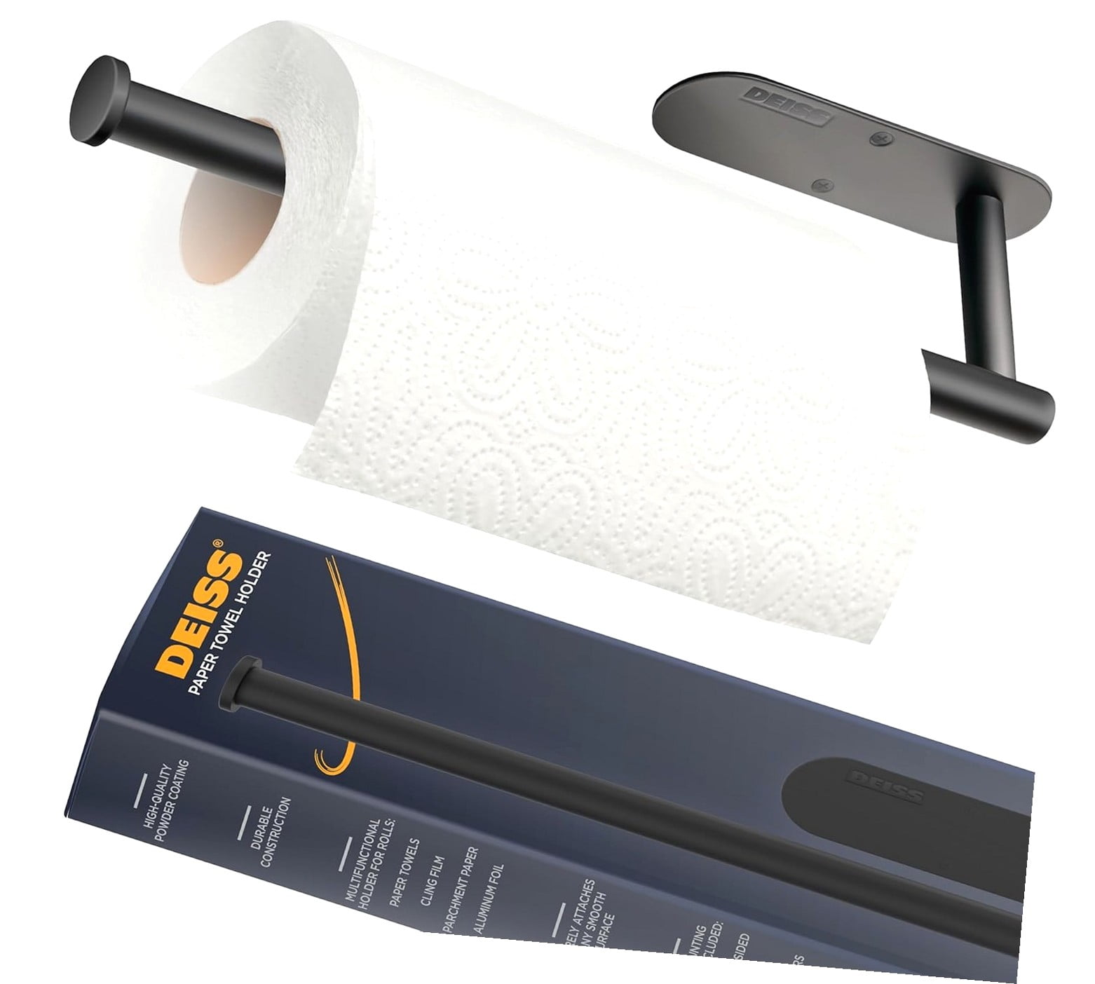 Fuliko Paper Holder – Under Cabinet, Wall Mount, or Countertop – Steel ...