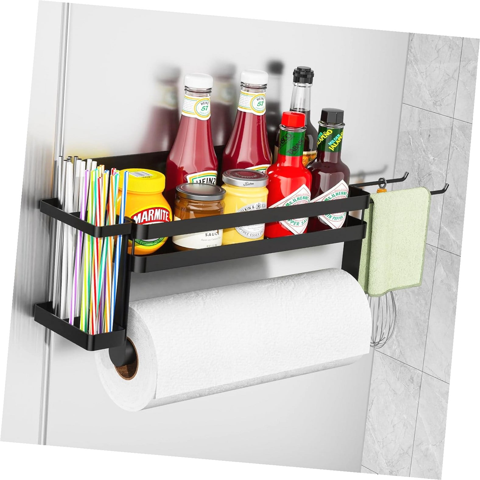 Fuliko Paper Holder with Extra Straws Holder, Paper Roll Rack for ...