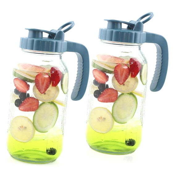 Fuliko Pitcher 2 Quart With Pour Spout 2 Pack 64 Ounce Mouth Water ...
