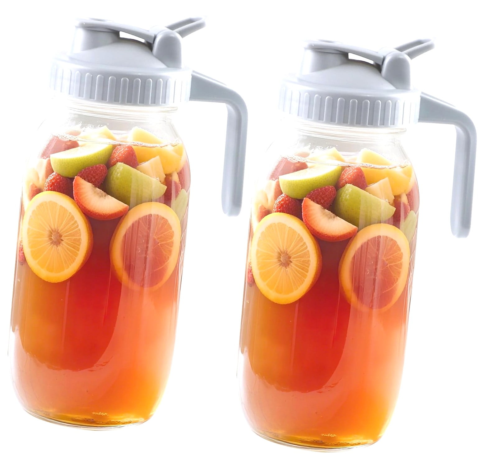 Fuliko Pitcher With Lid 64 Oz Mouth Sun Tea Jar Half Gallon Hot Water ...