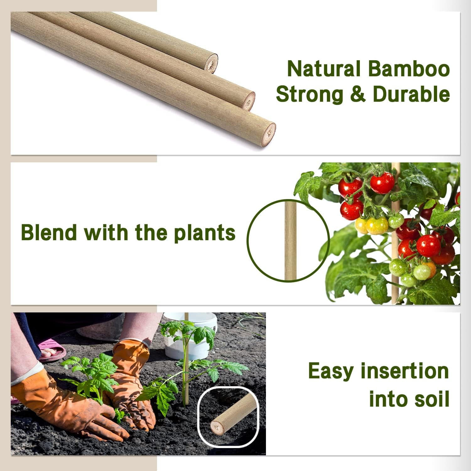 Fuliko Plant Stakes, 18-Inch Natural Garden Sticks, 20-Pack Supports ...