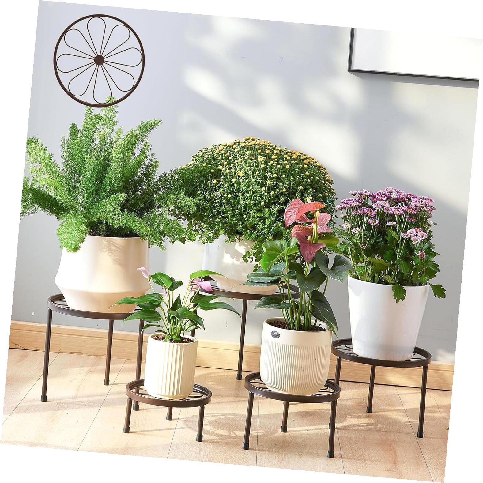 Fuliko Plant Stand, 5-Pack Metal Decorative Racks, Round Shelves for ...