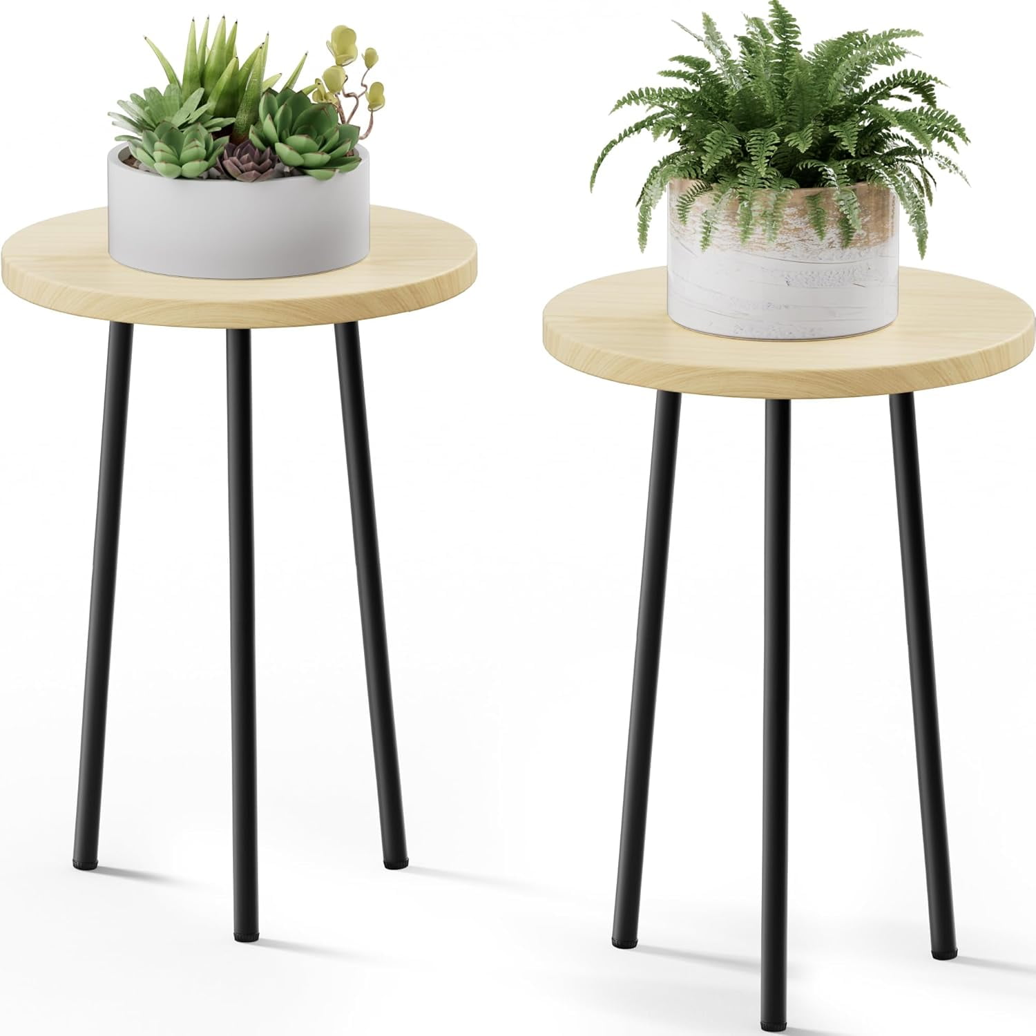 Fuliko Plant Stand Indoor 2 Pack: Corner Wood 20 Inch Plant Stand Mid ...