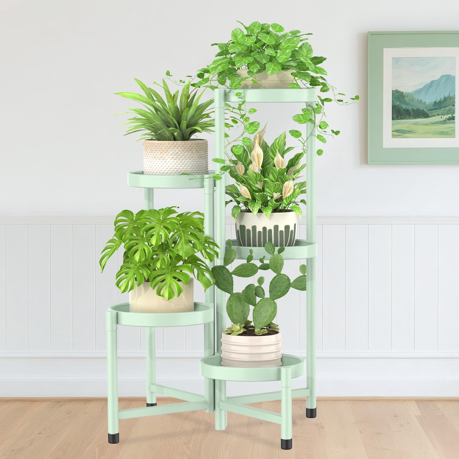 Fuliko Plant Stand Indoor, 5 Tier Corner Metal Display Holder, Folding ...