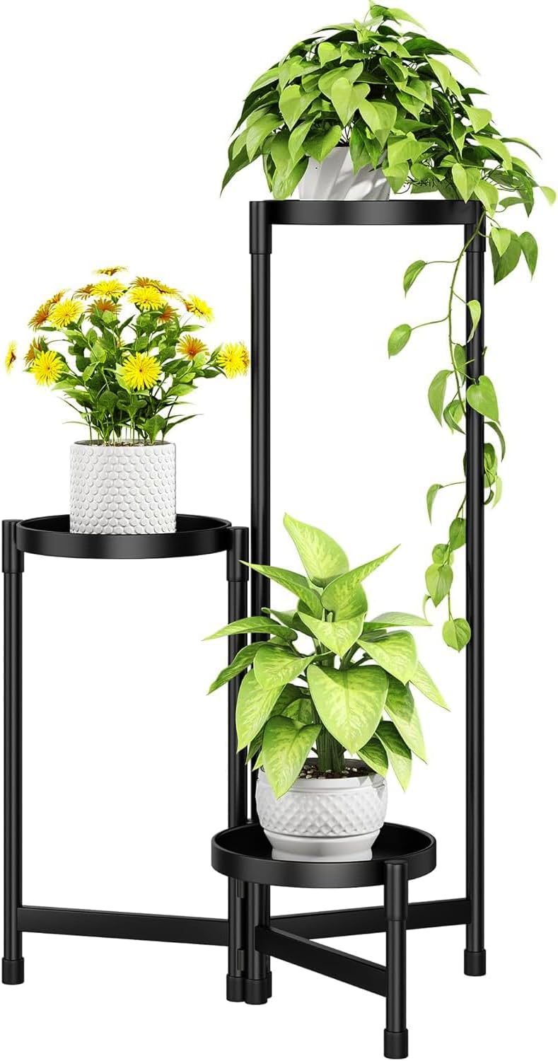 Fuliko Plant Stand Indoor with Tray Corner Metal Display Holder 3 Tier ...