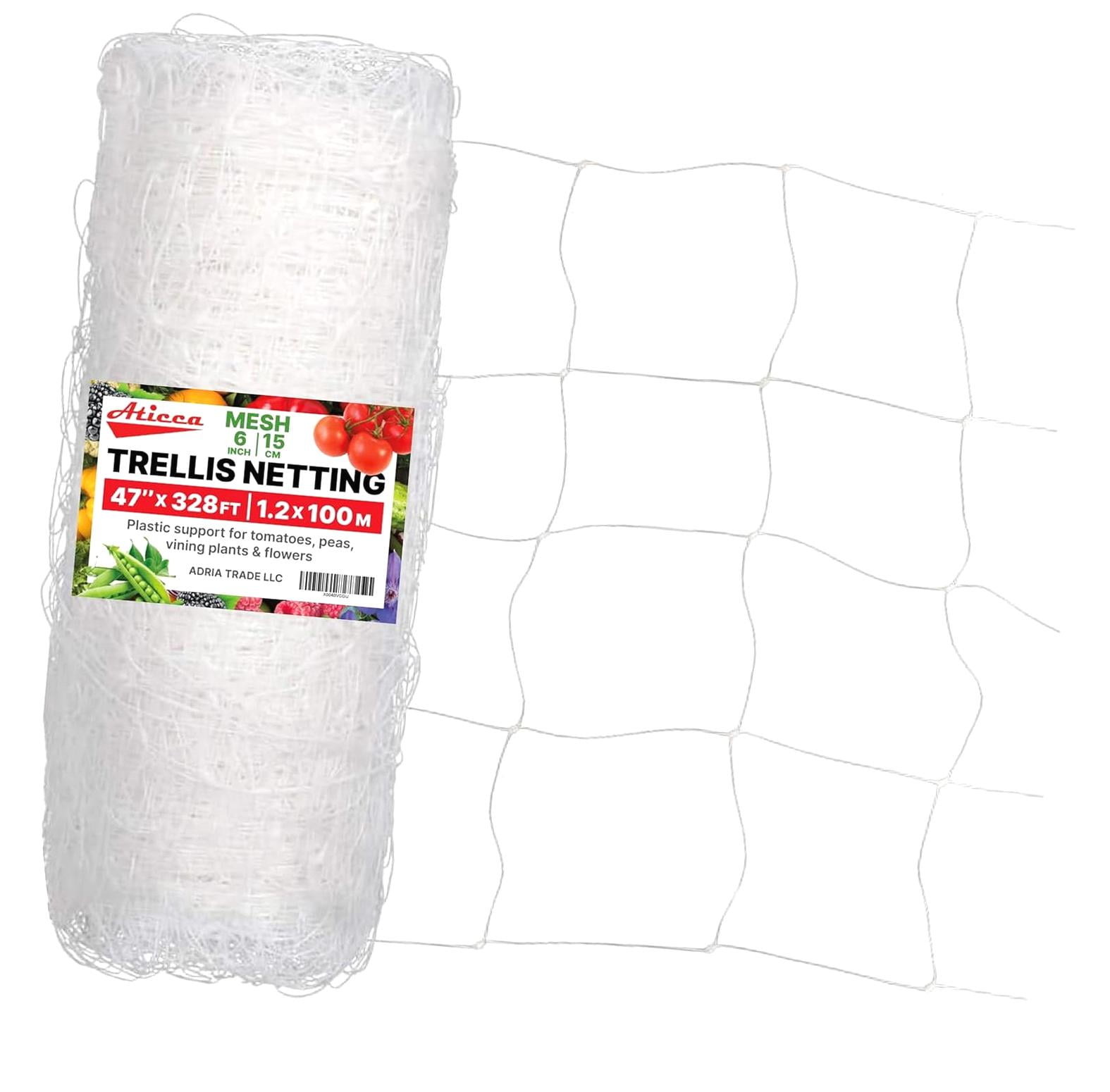 Fuliko Plastic Trellis Netting 47" x 328 ft White Plant Support Mesh ...