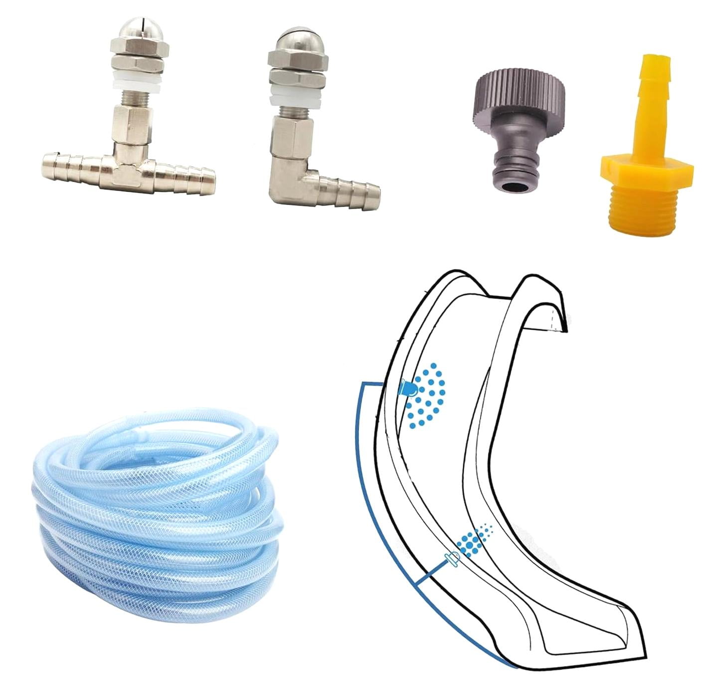 Fuliko Pool Slide Spray Kit, Pool Slide Water Tubing Kit, Stainless ...