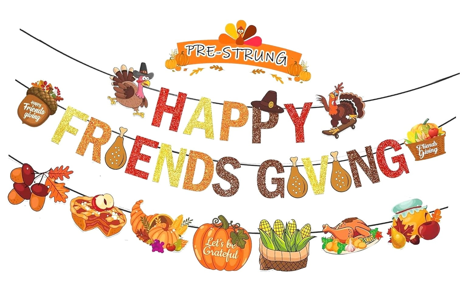 Fuliko Pre-Strung Happy Friendsgiving Banner Thanksgiving Decorations ...