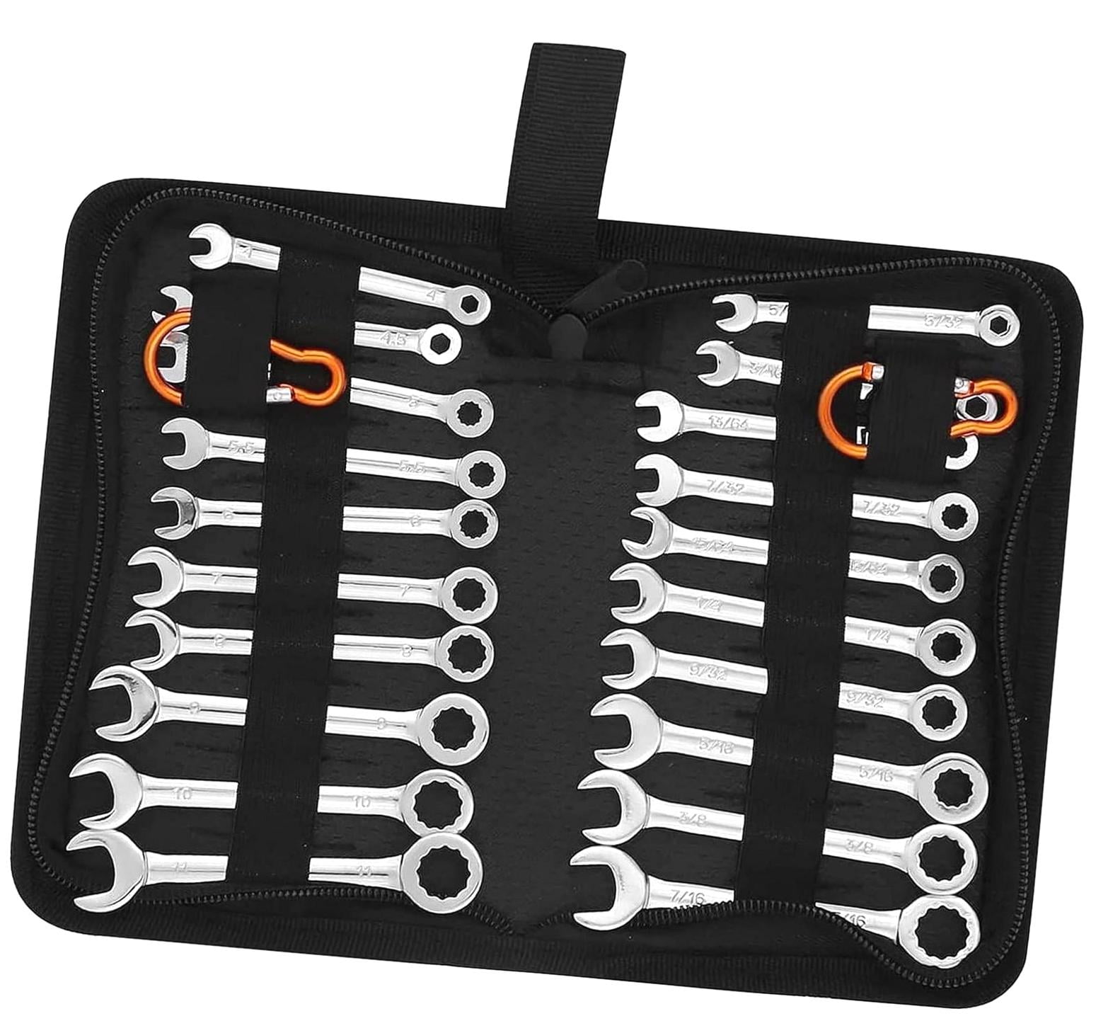Fuliko Premium Midget Wrench Set - 22-Piece Mini Combination Wrench Set Including Metric & SAE ...