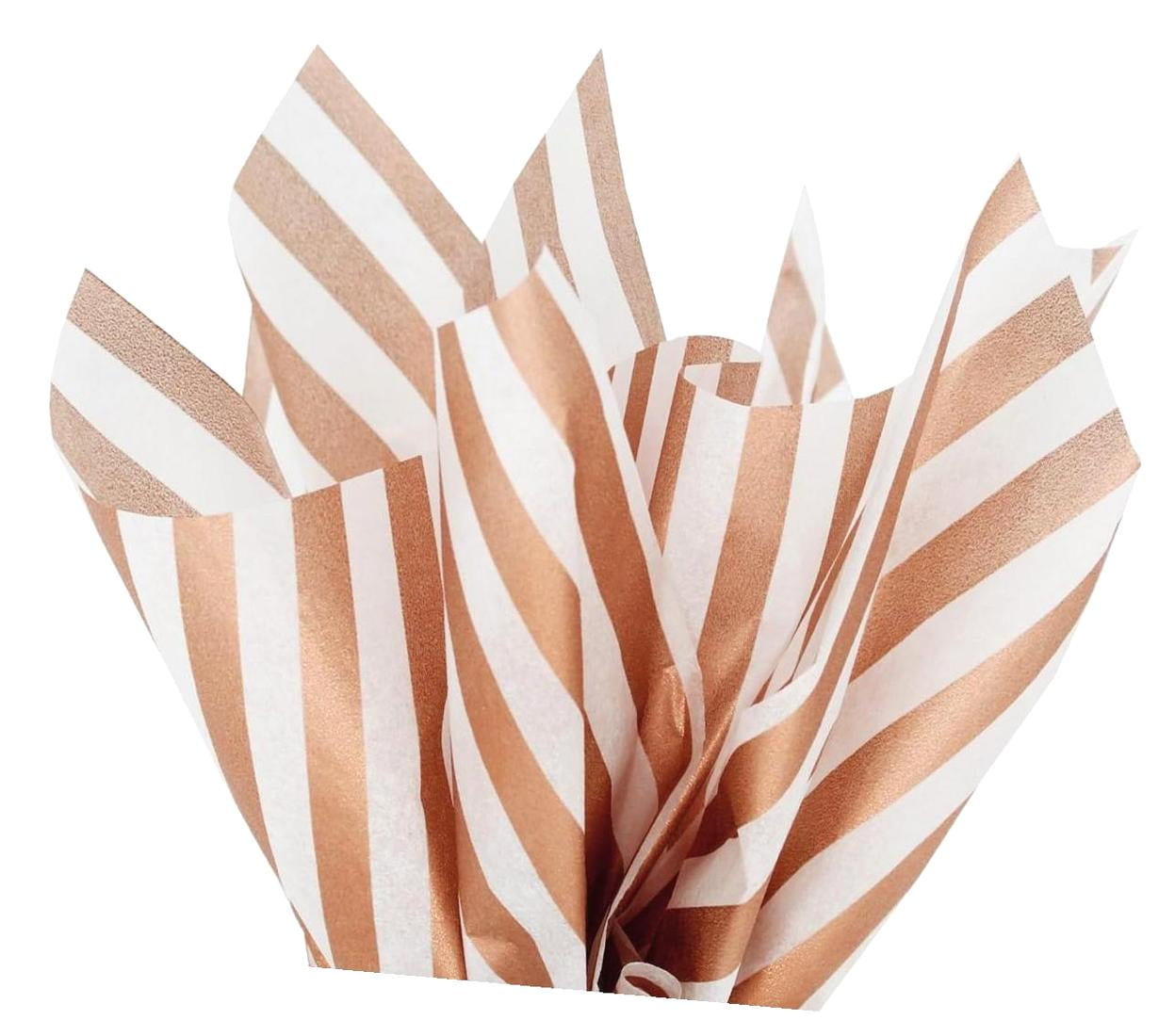 Fuliko Premium Tissue Paper - White Metallic Rosegold Stripe - 20 14 ...