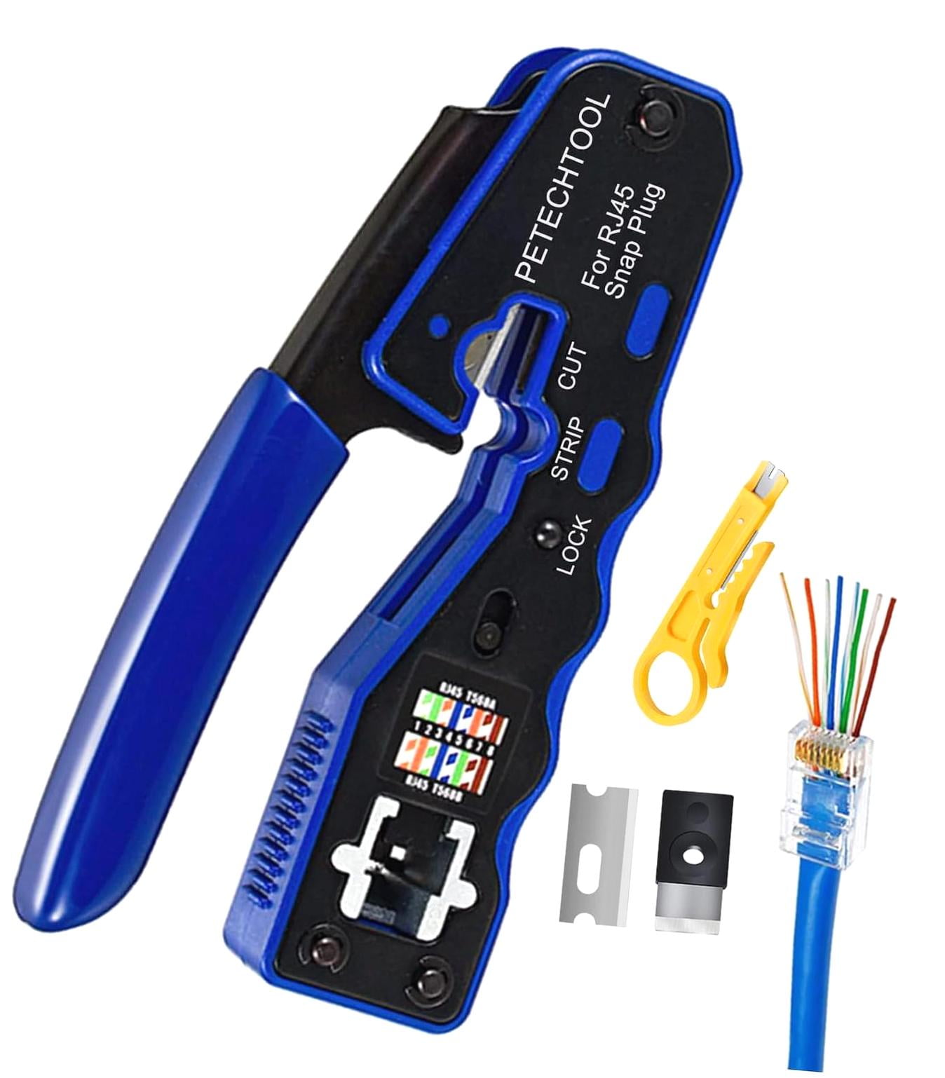 Fuliko RJ45 Crimp Tool for Pass-Through Connectors, with Cat6a, Cat6 ...